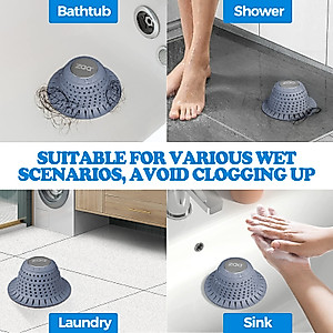 zaa Bathtub Drain Hair Catcher, Silicone Collapsible 1 Pack Drain Protector for Pop-Up and Regular Drains of Shower, Bathtub, Tub, Bathroom, Sink, Blue