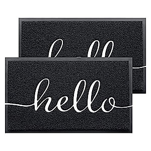 BeneathYourFeet Door Mat 2-Pack Indoor Outdoor Doormat Multiple-use Welcome Mats for Front Door Easy to Clean Garage Floor Mat Durable Wear-Resistant Rugs for Outside Entry(30"x17.5",Black)