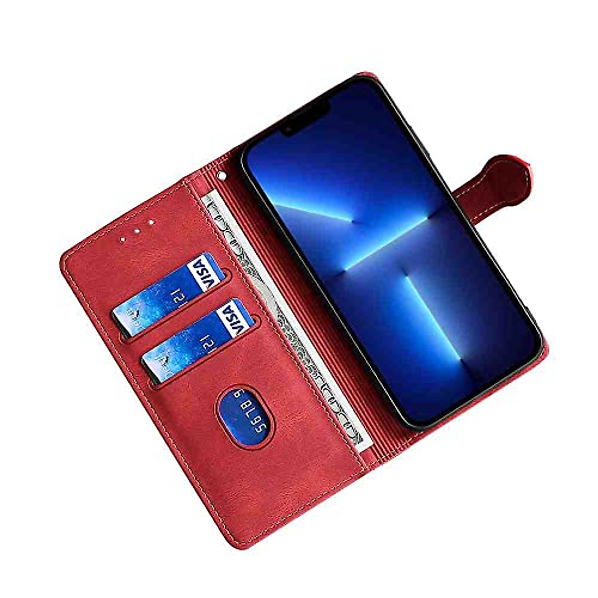 Ownetee DIIGON Phone Cover Wallet Folio Case for Oppo Reno 2, Premium PU Leather Slim Fit Cover for Reno 2, Anti-Dirt, Red