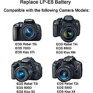 HY1C ACK-E8 AC Power Adapter LP-E8 DR-E8 Dummy Battery Kit for Canon EOS Rebel T5i T4i T3i T2i 700D 650D 600D 550D Cameras