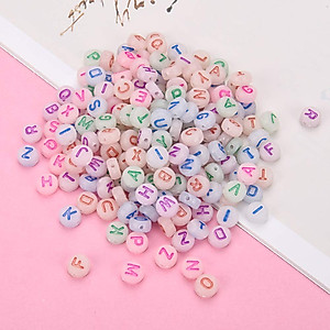 200pcs Luminous Acrylic Alphabet Letter Beads 7mm Glow in The Dark A-Z UV Letter Pony Beads Loose Spacer Beads Charms for DIY Necklace Bracelet Jewelry Making