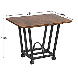 Hadulcet Record Player Stand Vinyl Records Holder, Turntable Stand and LP Album Storage Rack with wheels and dividers, Rustic Brown