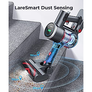 Laresar Cordless Vacuum Cleaner, 33Kpa/400W Stick Vacuum Cleaner, Handheld Vacuum, Stepless Speed Regulation & LED Screen, Headlights, Up to 55Mins, Suitable for Carpet, Pet Hair, Hardwood Floor
