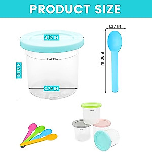 TERWOK Ice Cream Pints Containers - 4 Pack Ice Cream Containers and Lids Replacement for Ninja Creami Compatible with NC300,NC301,CN305A,CN301CO(4)