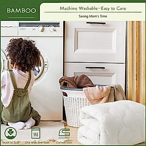 GRT Mattress Pad Cover Rayon from Bamboo Twin Size, Extra Thick Quilted Fitted Mattress Topper with 19 Inches Deep Pocket, Cooling Breathable and Noiseless Mattress Cover