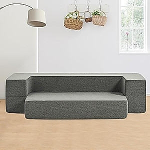 ILPEOD 8 Inch Memory Foam Fold Out Sofa Bed, Washable Cover Sleeper Convertible Futon Mattress for Bedroom Living Room Guest Bed