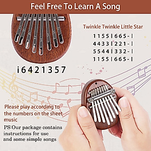 Mini Kalimba Thumb Piano 8 Keys,Wooden Finger Thumb Piano with Lanyard, Women Men Gifts,Kalimba Instruments,Exquisite Marimba Musical Accessory,Piano Music Lover Birthday Mothers Day Gifts