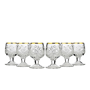 Neman WG5290G-X, 1.7 Oz. Crystal Cut Sherry Glasses with Short Stem, Classic Hand-Made Liqueur Cordial Glasses, Vodka Shot Glasses, Wedding Gift Drinkware, Set of 6
