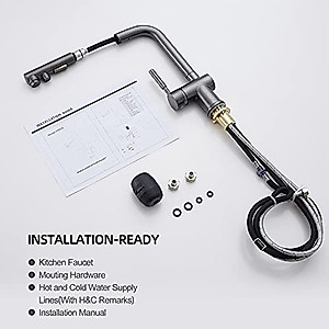 ALPHAUCET Kitchen Sink Faucet with Magnetic Docking, Commercial Modern Faucet & Kitchen Sink Faucet, L Shaped Single Handle Kitchen Faucet with Pull Out Spray Low Profile Faucet for Kitchen Sink