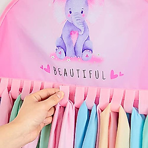 FIOBEE Baby Headband Holder Hair Bow Storage Wall Hanging Organizer Newborn Headbands Hanging Holder Girls Hairband Display for Wall Closet Kids Room, Pink Elephant