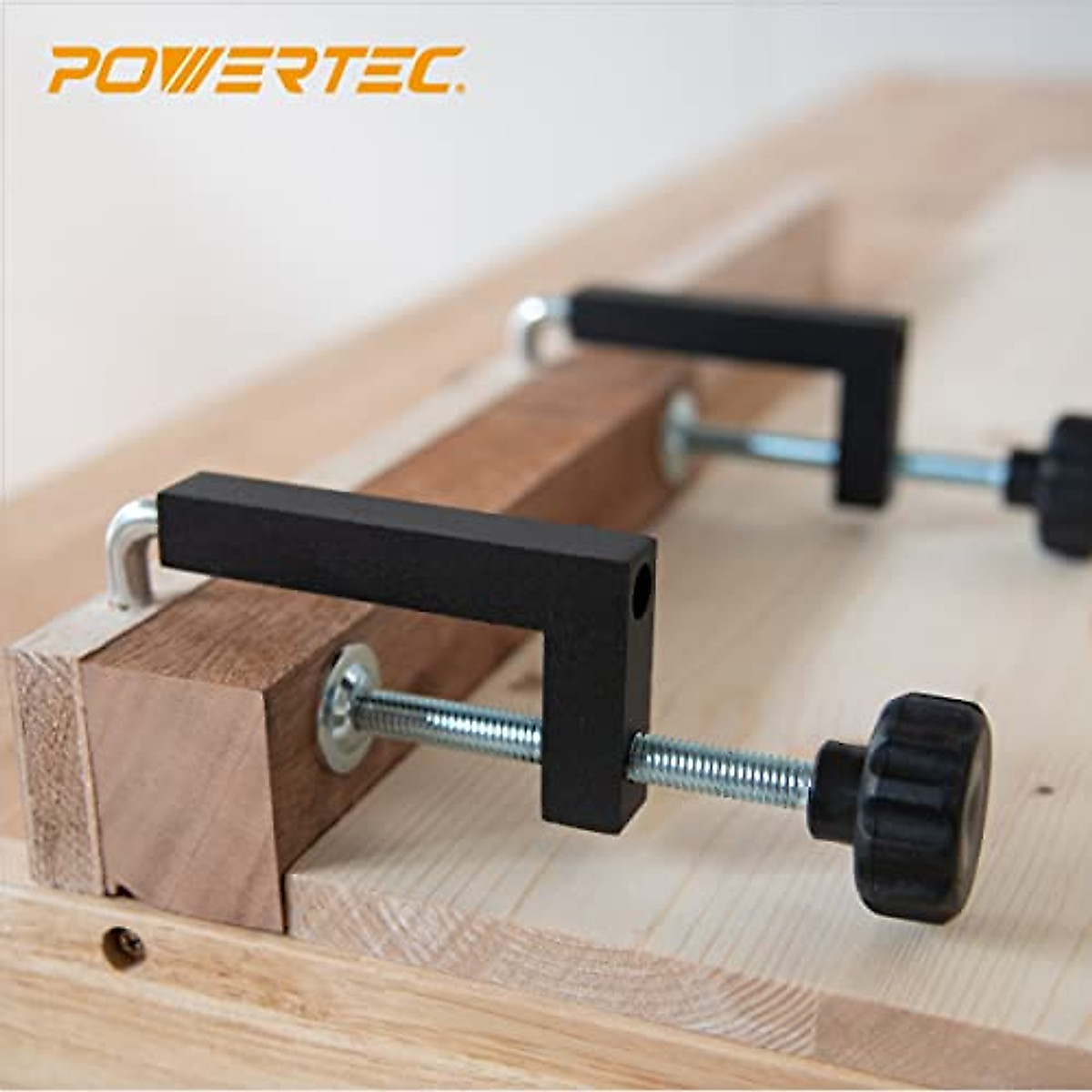 POWERTEC 6-PC Set, Universal Fence Clamps with 6" Positioning Squares, For Table Saws, Router Tables, Clamping Squares, Drill press tables, Mitre Saws, 71782