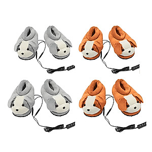 TRRAPLE USB Electric Heated Slippers, Electric Heated Foot Warmer Plush Dog Animal Slipper to Keep Feet Warmer Comfortable Warming Slippers
