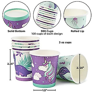 ROYAL BLUEBONNET 3oz Mouthwash Cups – 300 Purple Mini Cups, Disposable Kids Bathroom Cups, Mouth Rinse Cups, Mermaid Tiny Snack Cups for Birthdays, Paper Bathroom Cups, Small Paper Cups for Bathroom