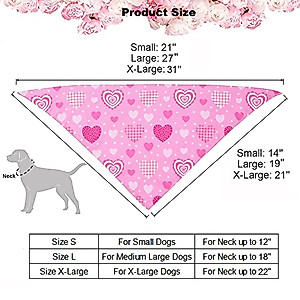 ADOGGYGO Valentine's Day Dog Bandana, Multiple Sizes Offered, Triangle Dog Scarf Valentine Day Bandana for Medium Large Dogs (Large, Valentine's Day)