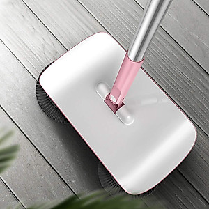 Hand Push Sweeper, Household Hand Sweeping Machine, Non Electric Sweeper Mop Broom Dustpan Floor Cleaning Tools for Cleaning Hair, Fruit Shell, Dust, etc - Angle Changable Freely(Pink)