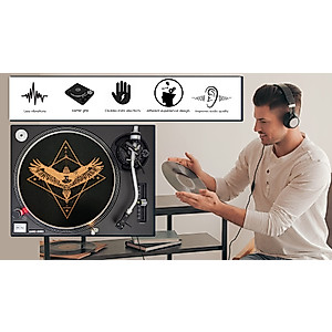 TazStudio Premium slipmat - Cork Turntable Mat [4mm Thick] for Better Sound Support on Vinyl LP Record Player - Cork mat Original Art Design - Psychedelic Geometric Eagle-m8