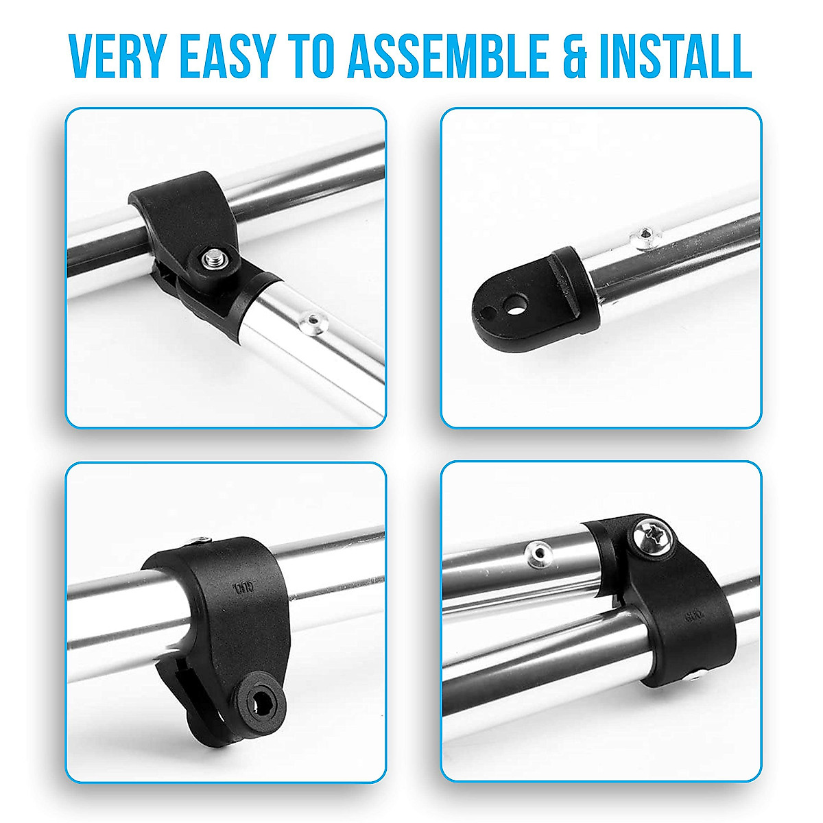 SereneLife Waterproof Boat Bimini Top Cover - 73-78" W 3 Bow Bimini Top Sun Shade Boat Canopy - 1" Double Wall Aluminum Frame Tubes, 2 Front Straps, 2 Rear Support Poles, Storage Boot SLBTW78G