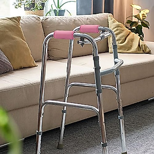 Coldairsoap Pink Walker Hand Grips Cover, 2 Pcs Walker Cushion Hand Grips for Rolling Wheelchair, Elderly Grippers, Rollator Handle