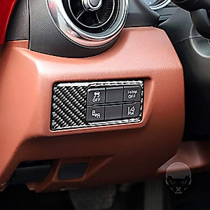 RRX Car Driver Side Dash Board Switch i Stop Button Panel Cover Sticker Decoration Carbon Fiber Interior Accessories for Mazda MX 5 Miata ND Roadster 2016 2021 CX 4 CX 5 for Mazda 3 Atenza Axela (CF)