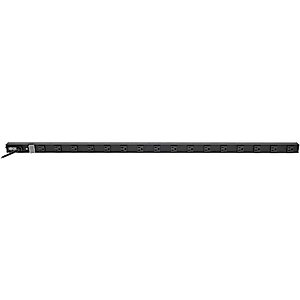 Tripp Lite 16 Outlet Power Strip, 120V, 15A, NEMA 5-15R, 5-15P Plug with 15' Cord, Vertical, Metal, Black, 48" (PS4816B)