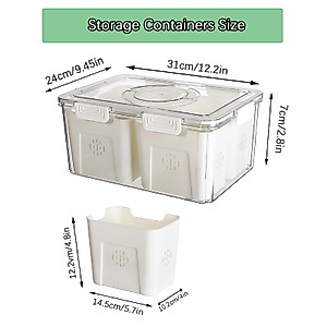 Airtight Fruit Storage Containers for Fridge with Lids, Food Storage Containers with Handle & 4 Removable Colanders, Refrigerator Organizers and Storage for Fresh Fruits, Vegetable Fresh Keeper