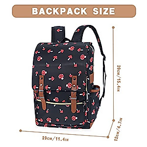 Mushroom School Backpack for Girls Women, 15.6 inch Laptop Backpacks Bookbags for College Travel