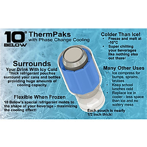 10 Below Classic Freezable Can and Bottle Cooler - Cools to Zero and Below! Swappable ThermPak - 4 in 1 Design - Purple