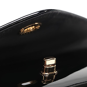 Patent Leather Envelope Clutch Womens Evening Handbag Stylish Shoulder Crossbody Bag for Dating Wedding Party Prom (Black 3008)