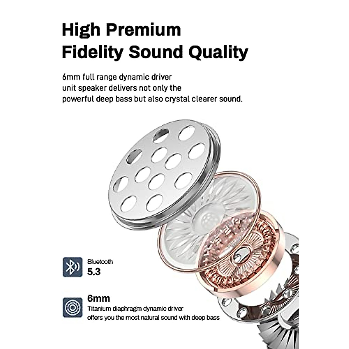 Wireless Earbuds, Bluetooth 5.3 Earbuds, 32H Playtime True Wireless Bluetooth Earbuds with Charging Case and LED Power Display, Sport Workout Earbuds Built in Mic Waterproof Bass Sound Headset (White)