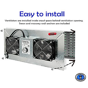 Tjernlund V2D UnderAire Crawlspace Ventilator Fan Moisture Mold Reducing,220 CFM,silver