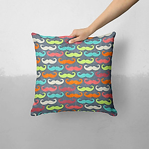 iiRov Colorful Scratched Mustache Pattern - Custom Decorative Home Decor Indoor or Outdoor Throw Pillow Cover Plus Cushion Set for Sofa, Bed or Couch (Pillow CASE Cover Plus Cushion)