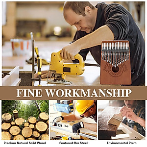 Kalimba Thumb Piano 17 Keys Instrument: Portable Mbira Finger Pianos Musical Gifts for Kids Adults Beginners - Mahogany Wood Handheld Piano with Tune Hammer, Music Book