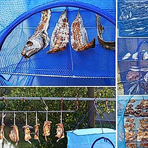 Fish Mesh Hanging Drying Net Food Dehydrator - Durable Folding 4 Layers Fish Vegetable Dishes Dryer Net Drying Rack (40 * 40 * 65cm)