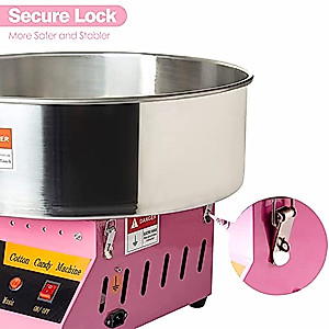 Display4top Commercial Cotton Candy Machine, Electric Cotton Candy Makers, 1080W Candy Floss Maker with Sugar Scoop and Lights Music, Perfect for Family Party Amusement Park Carnival (Pink)