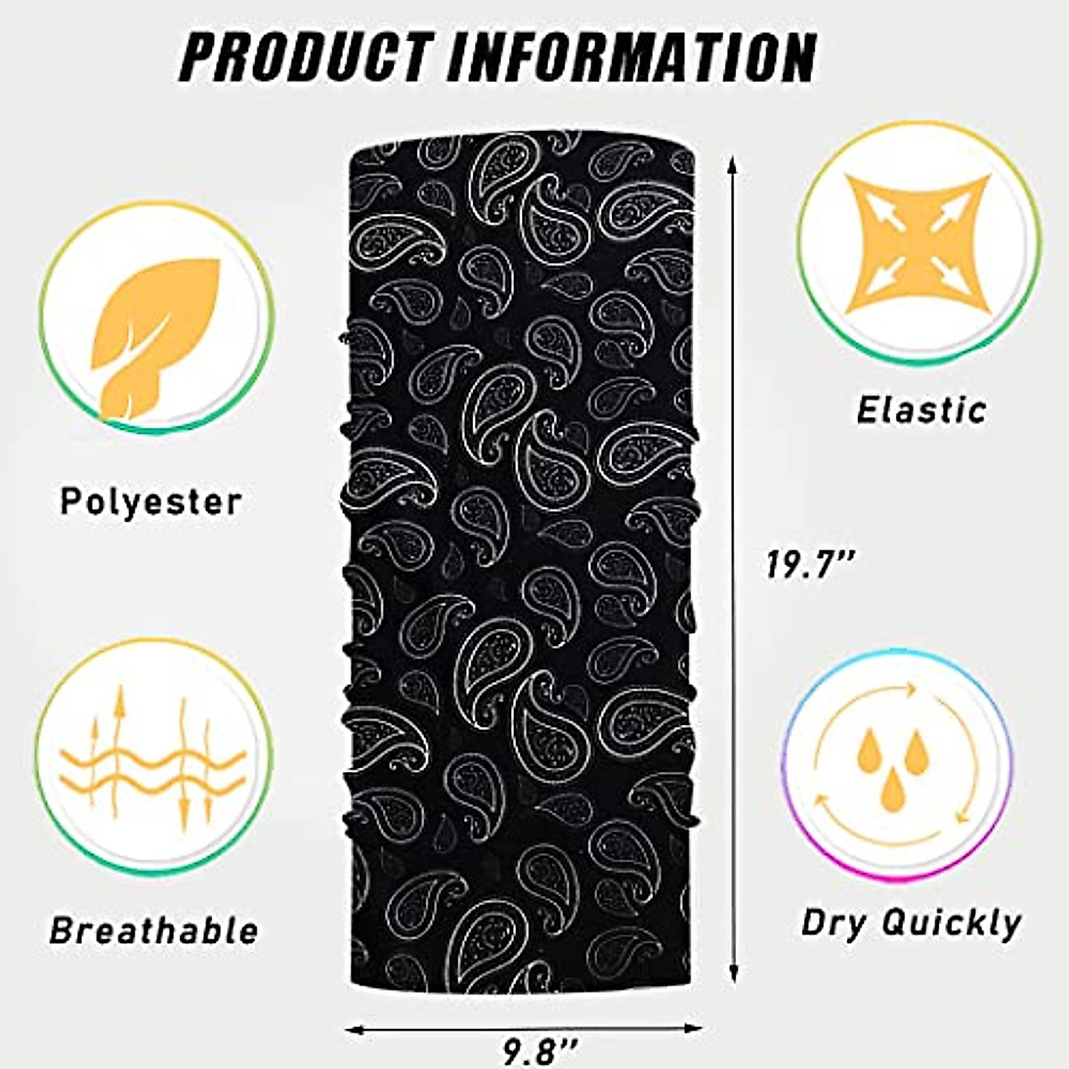 Neck Gaiter Mask Face Scarf Bandana Tube Cover Headwear Balaclava Headband Headwrap for Men and Women