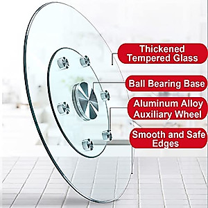 Glass Lazy Susan Turntable, with Silent Smooth Aluminum Alloy Bearing, Diameter is 30 Inches, Round Tabletop Rotating Serving Tray, for Kitchen Dining, Parties, Wedding