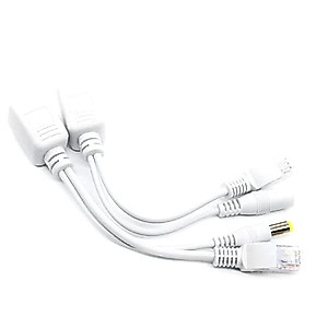 BeElion 5-Pair/10pcs White Passive PoE Injector and Splitter Kits with 5.5x2.1mm DC Connector RJ45 Power Over Ethernet for CCTV Surveillance Camera System