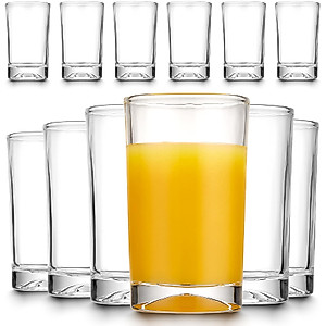 Mfacoy Small Juice Glasses Set of 6, 5.5-ounce Glass Cups, Heavy Base Juice Glass, Small Drinking Glasses Set, Clear Juice Cups, Thick and Durable Shot Glass, Drinking Glasses for Juice and Milk