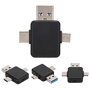 💕Romantic Valentine's Day💕 USB Adapter Type-c, Leftwei Compact Size Two in One Powerful Data Transmission USB Adapter, Data Transmission Adapter, Smart Phone for Type-C Device(Black)