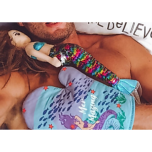 Mer-Mazing Oven Mitt Funny Mermaid Ocean Sea Mystical Kitchen Glove Funny Graphic Kitchenwear Funny Summer Novelty Cookware Blue Oven Mitt