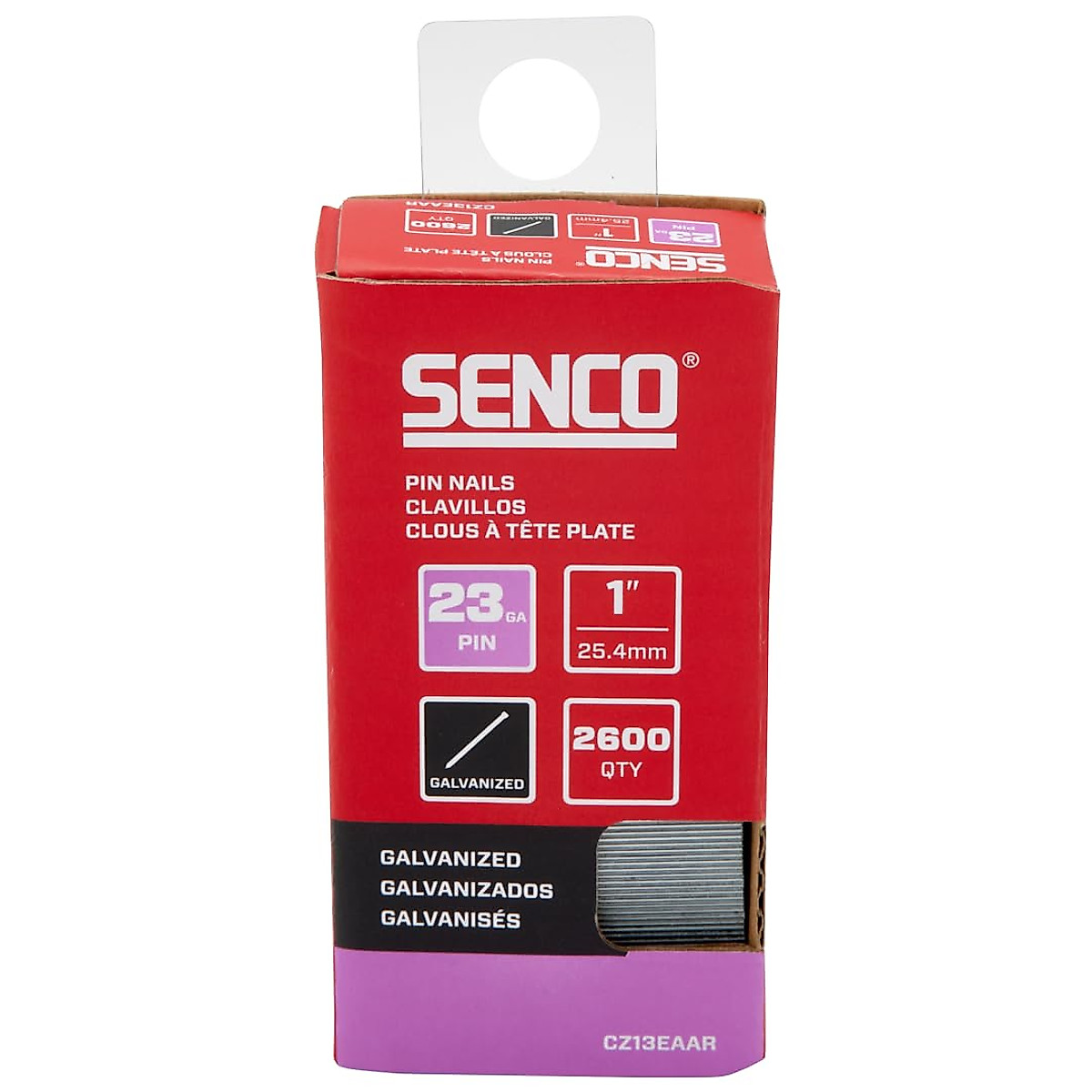 SENCO CZ13EAAR 1" 23 Gauge Pin Nails, Galvanized Finish 2,600 Count Pack