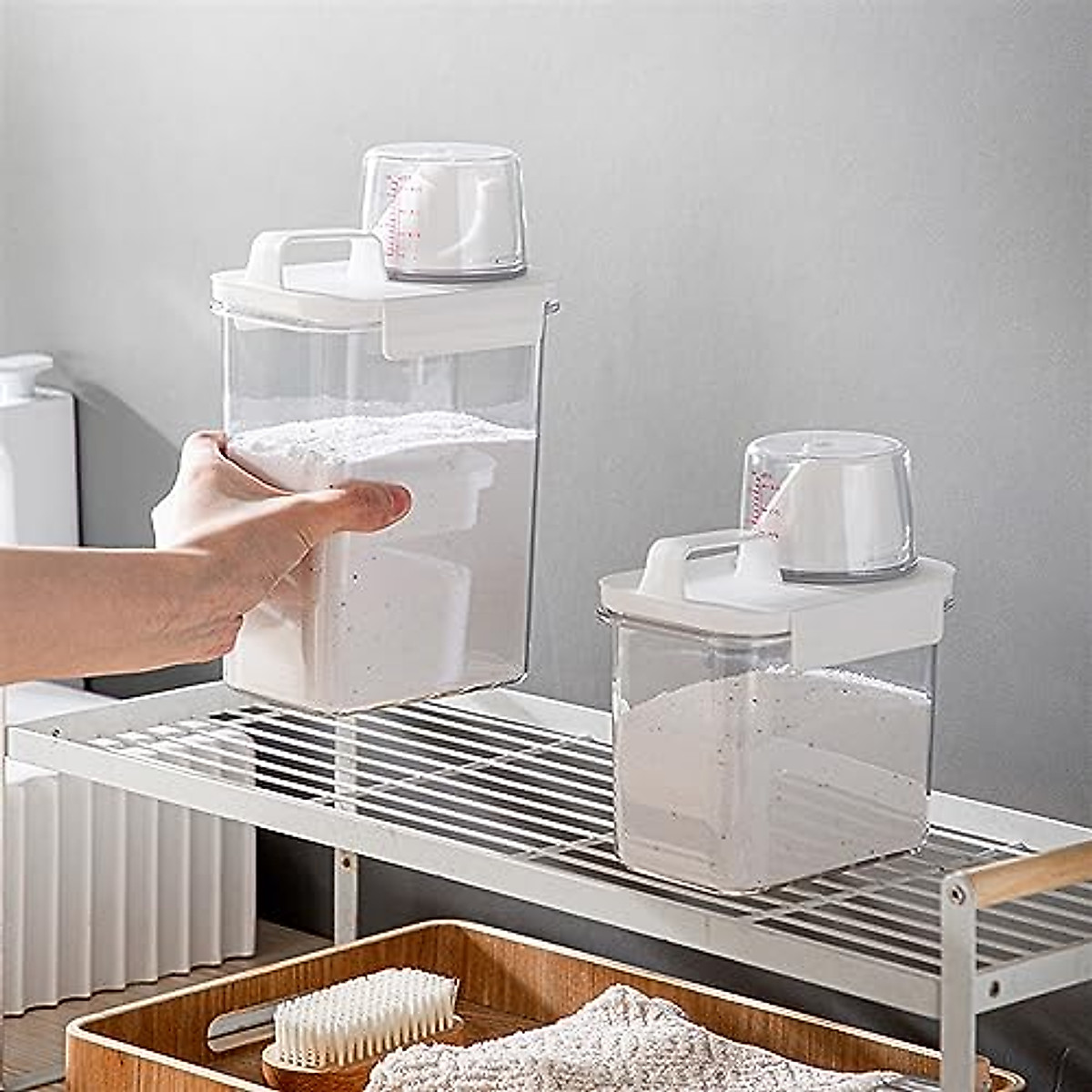 Storage Tank With Measuring Cup, Washing Powder Storage Box, Household Laundry Detergent Storage Bottle, Washing And Care Products Packaging Tank (Color : 1800ML)