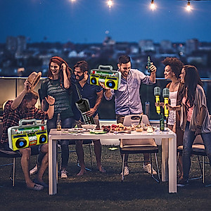 ONLYFU Inflatable Radio Boombox Inflatable Microphones Mobile Phone Props for 80s 90s Party Decorations, Hip Hop Theme Birthday Party Supplies 3pcs Inflatable Props