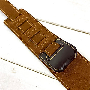 Walker & Williams Super Wide 4" Dark Brown Double Premium Padded Top Grain Leather Guitar Strap For Acoustic, Electric, And Bass Guitars