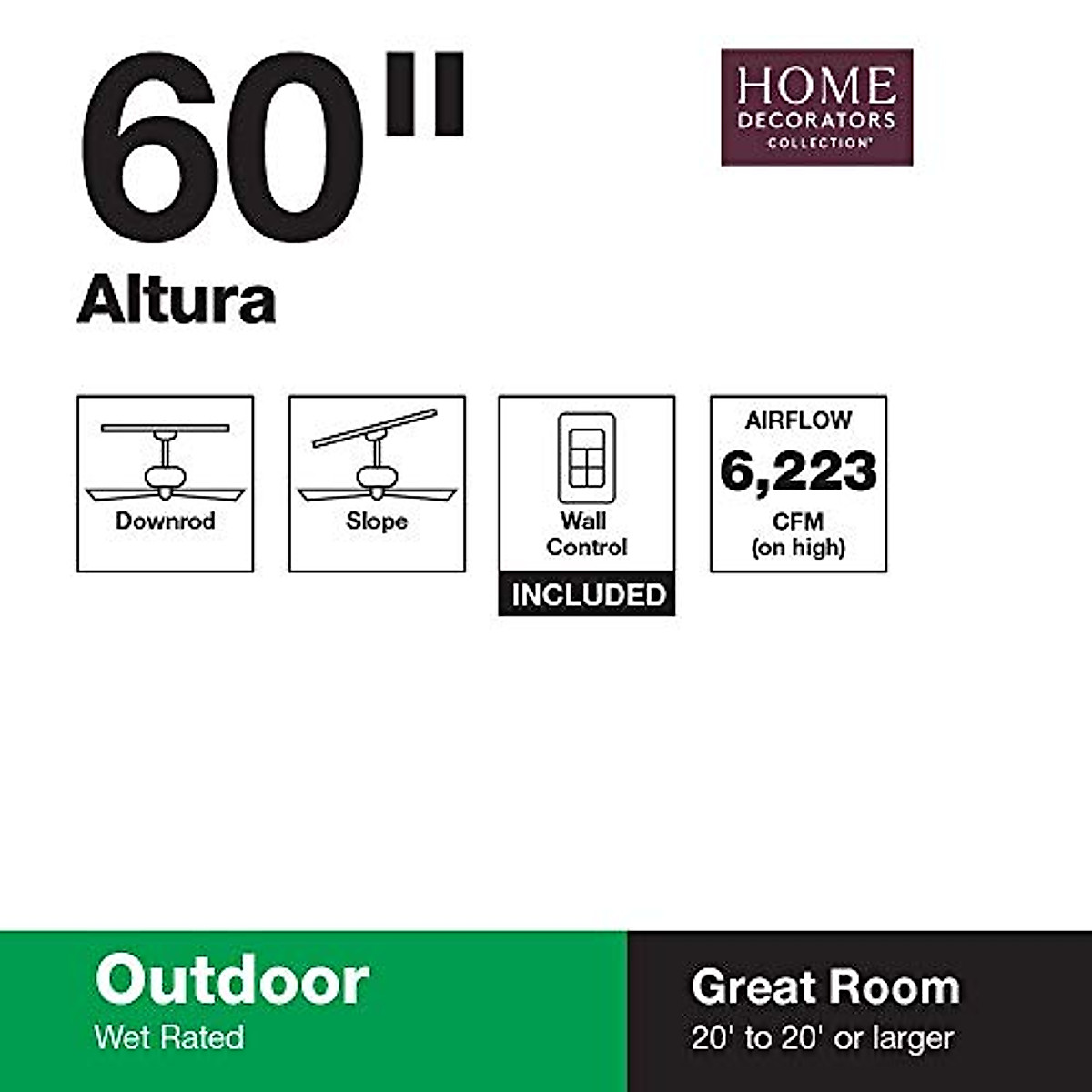 Home Decorators "Altura" 60" Outdoor Oil Rubbed Bronze Ceiling Fan