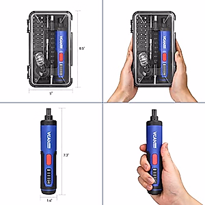 VCANENERGY 4V Electric Screwdriver,2000mAh USB Rechargeable Battery,Cordless Power Screwdriver with LED Light,Adjustable Torque,38 in 1,Suitable for small projects
