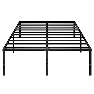 DERYONI 18 inch California King Bed Frame No Box Spring Needed Heavy Duty Platform Cal King Bed Frame Steel Slat Support 750lbs High Easy Assembly Noise Free Black Bed Frame Cali King
