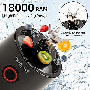 Modquen Portable Blender, 14 oz Personal Size Blender, Shakes and Smoothies Blender, 220 Watt BPA-Free Mini Blender Cup, USB Rechargeable Cordless Blenders (Black)