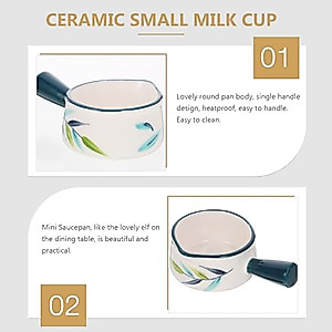 Veemoon Ceramic Milk Cup Coffee Warmers Chocolate Melter Pot Butter Melting Pot Cheese Pot Small Soup Pot Small Dipping Bowls Ceramic Sauce Pan Mini Ceramic Saucepan Mini Sauce Pan Enamel