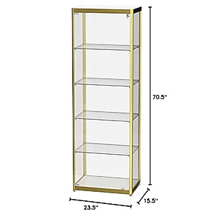 Displays2go Illuminated Tempered Glass Showcases – Gold (DCKDMT24G)